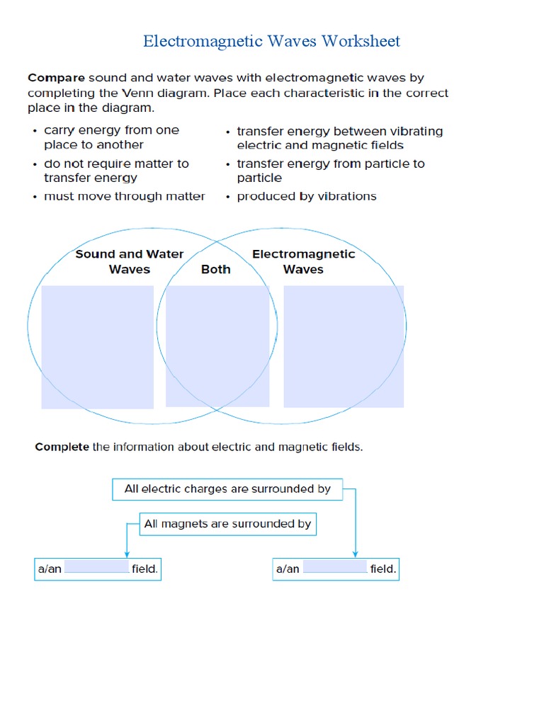 Electromagnetic Waves Worksheet | PDF
