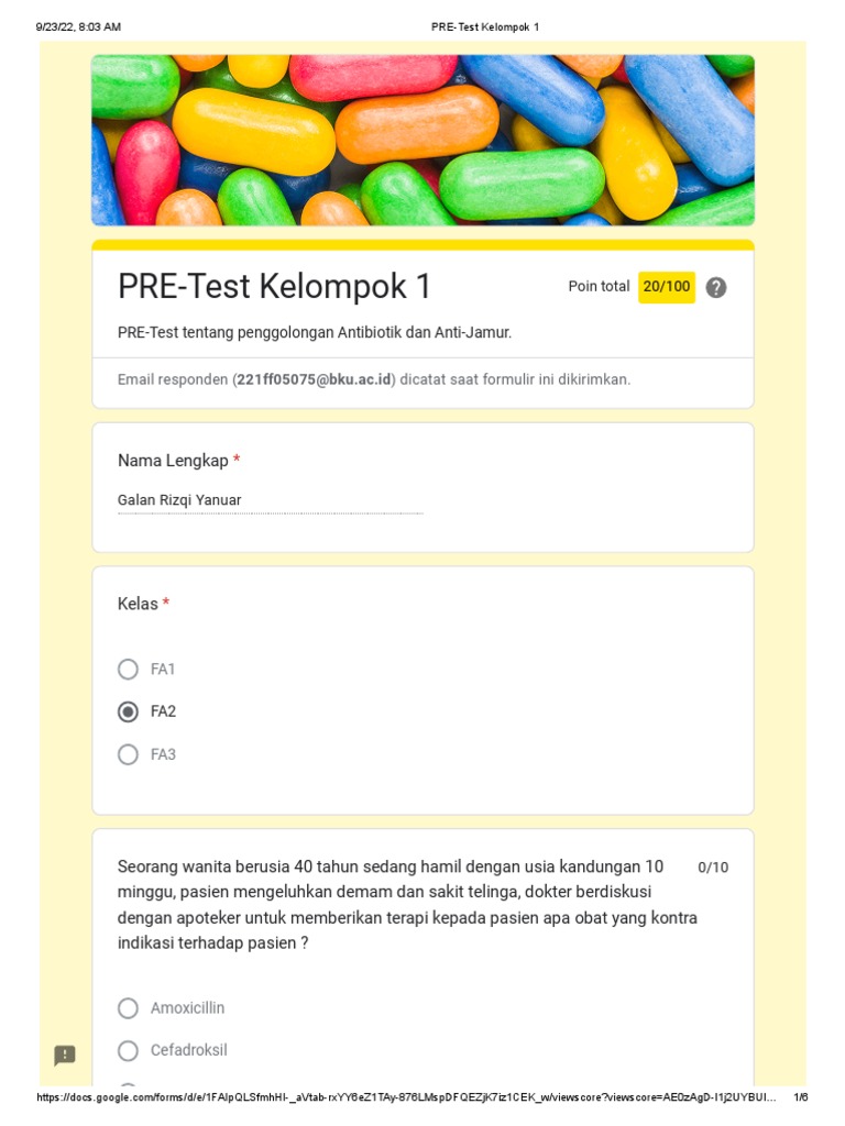 Pembahasan PRE-Test Kelompok 1 | PDF