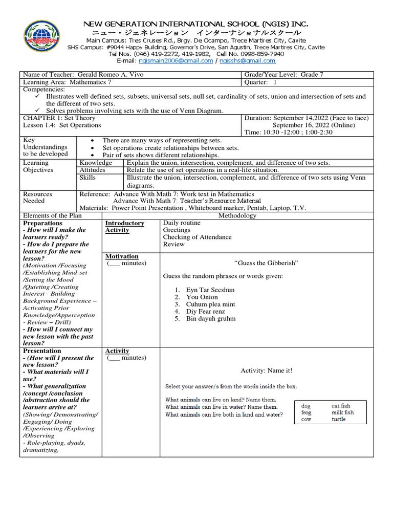 IPLAN M7Lesson1.4 VIVO | Download Free PDF | Learning | Understanding