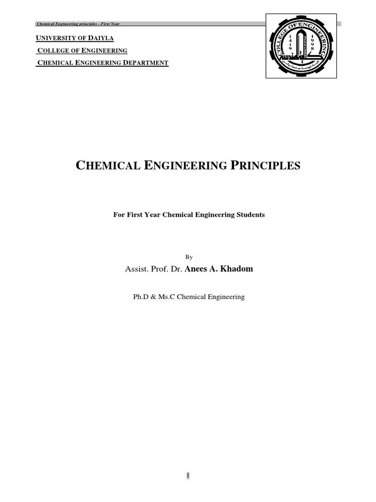 First Year Chemical Engineering Principles | PDF | Mole (Unit ...