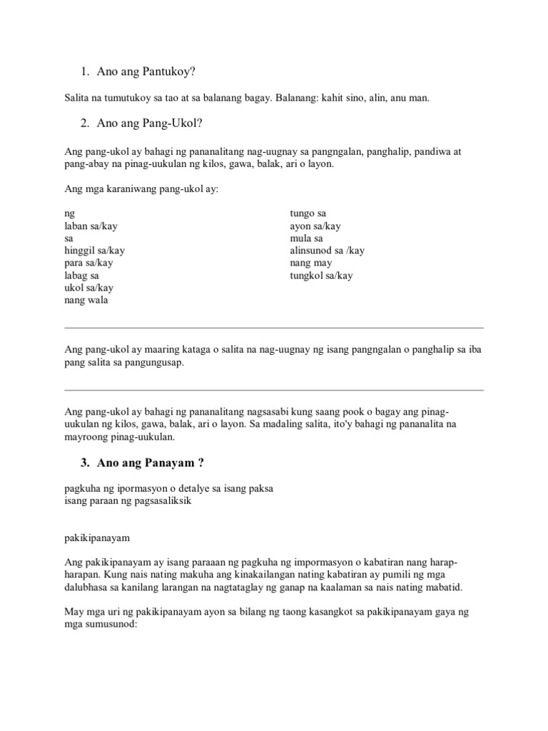 Ano Ang Pantukoy | PDF