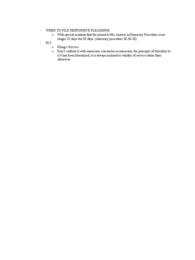 When To File Responsive Pleadings | PDF
