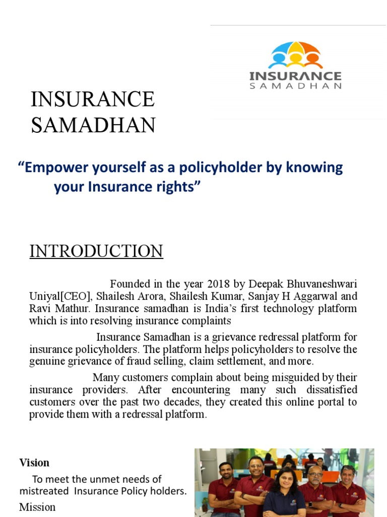 Insurance Samadhan: Claim Resolution Services | PDF | Insurance ...