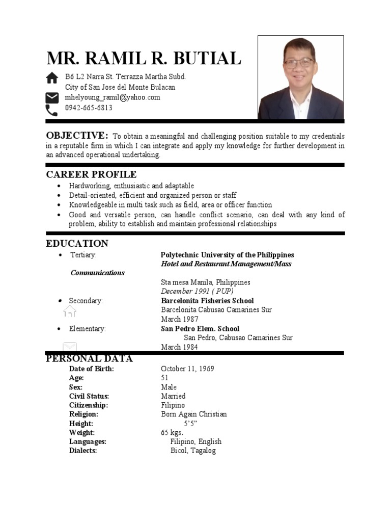 Ramil-Roco-Butial-resume 2022 | PDF | Cash | Business