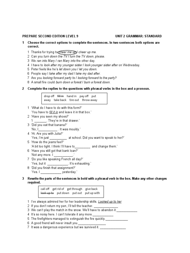 PREPARE L9 Grammar Unit 02 Standard | PDF | Linguistics | Cognition