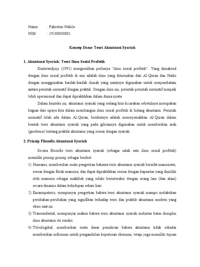 Fahrotun Nabila Konsep Dasar Teori Akuntansi Syariah & Sinergi Oposisi ...