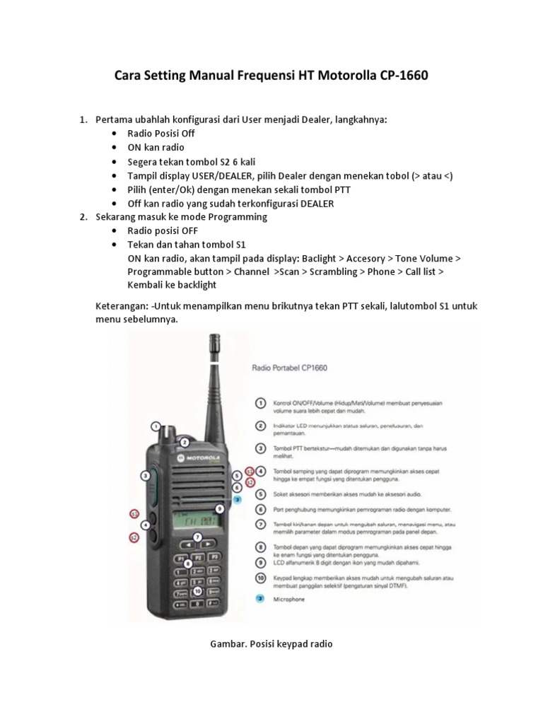 Cara Setting Manual Frequensi HT Motorolla CP1600 | PDF