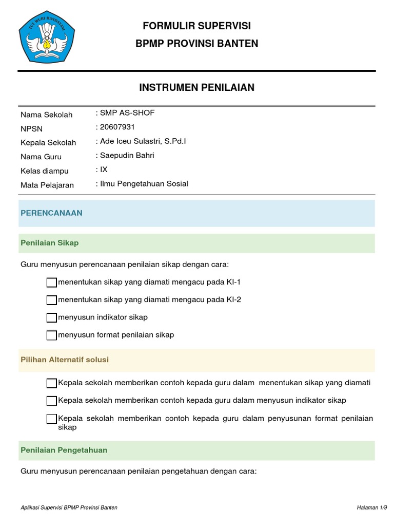Instrumen Penilaian | PDF
