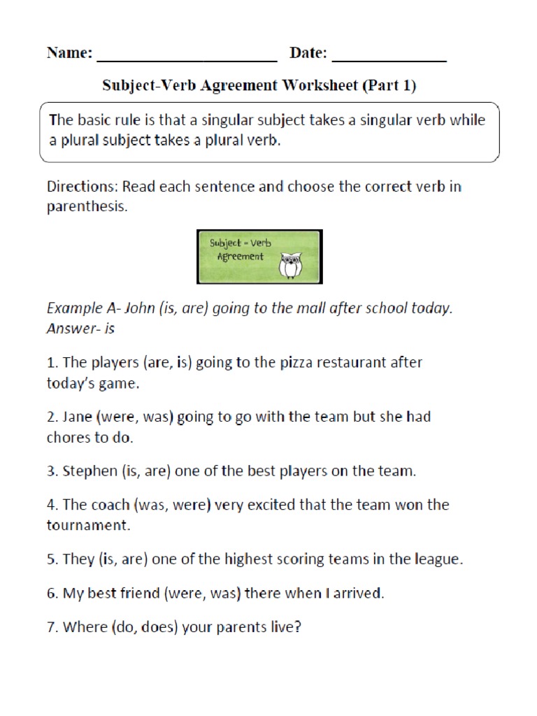 Grade 5 Verb Worksheets | PDF