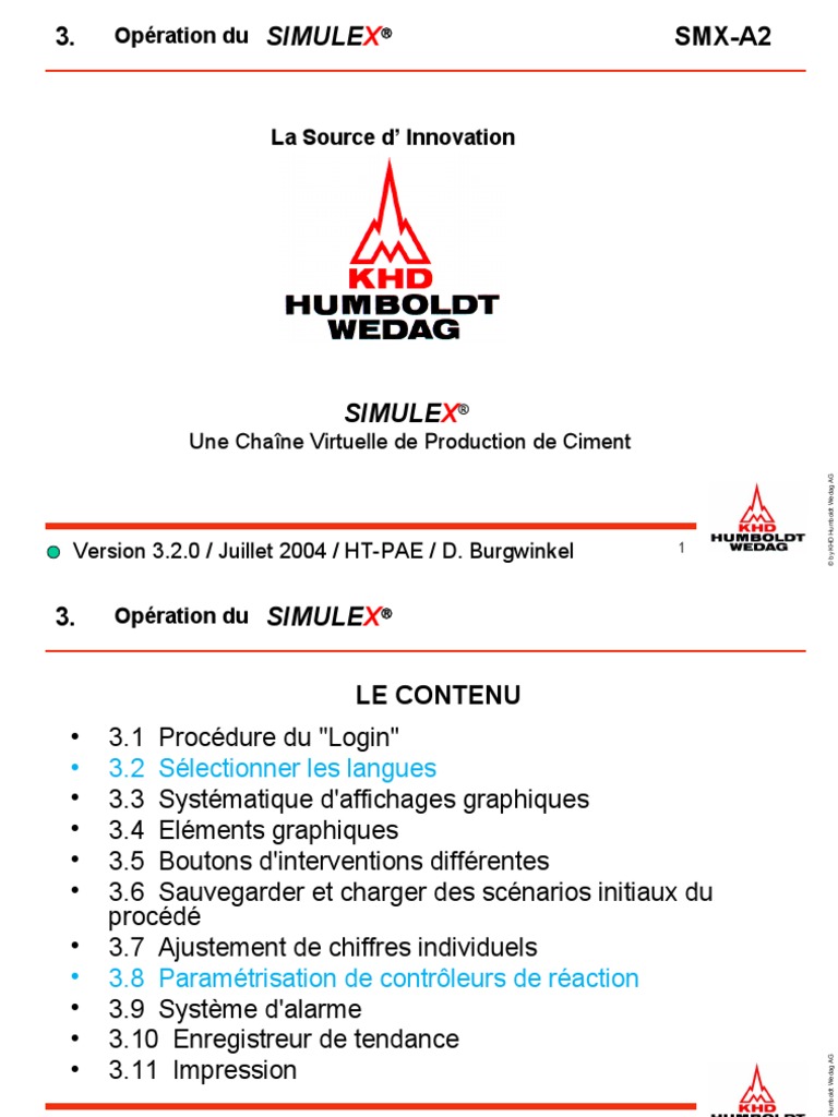 KHD - Simulex Training Program For Users - Operating - Revue Nov09 ( (FR) ) + | PDF | Bouton ...