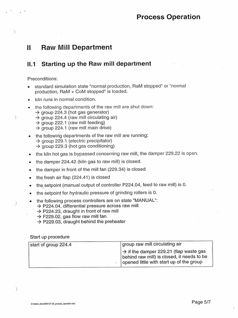 +2004-07-20 Process Operation Raw Mill | PDF