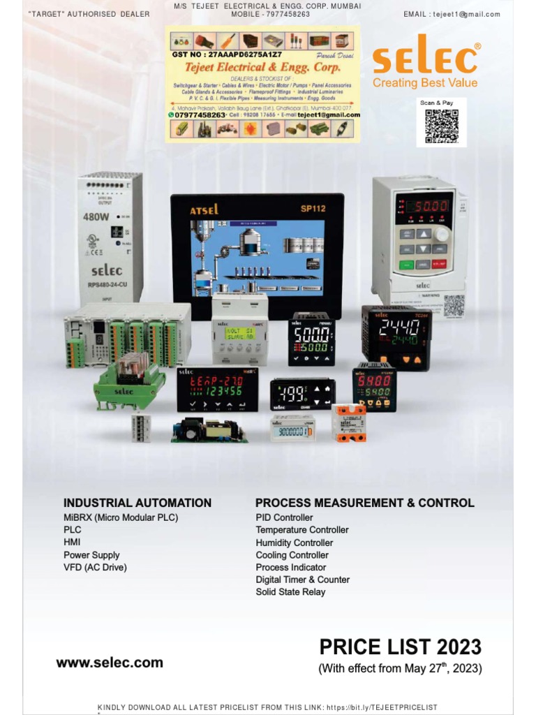 Selec Timer, Controller, PLC, VFD, Meters Price List Wef 27-05-2023 | PDF | Electrical Equipment ...