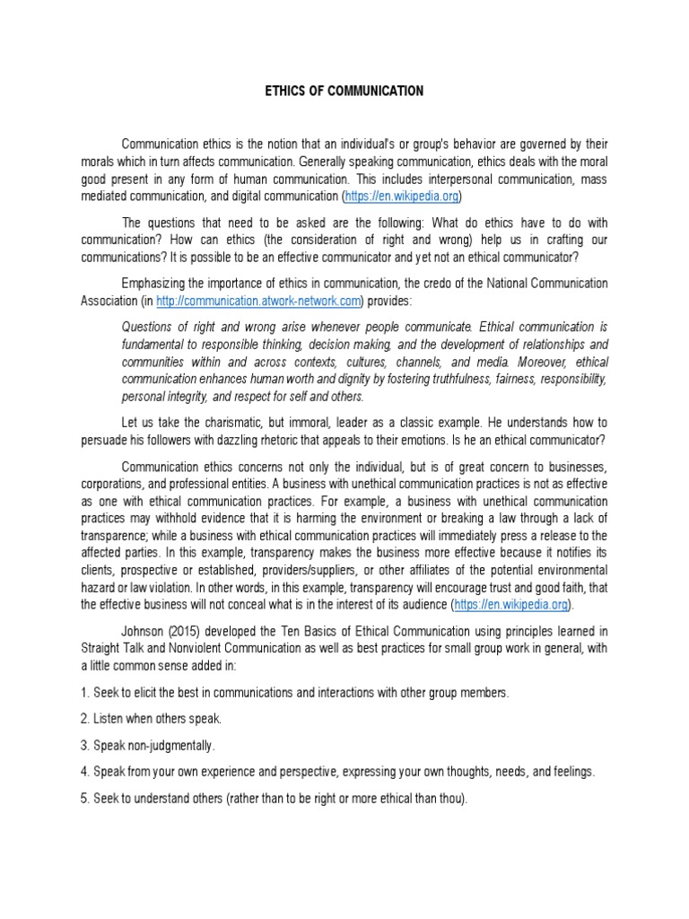Ethics of Communication | PDF | Communication | Cognitive Science