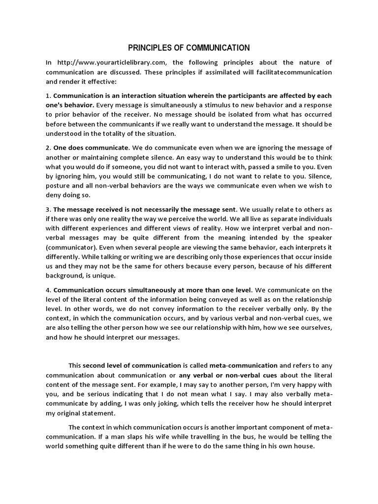 Principles of Communication | PDF | Communication | Nonverbal Communication