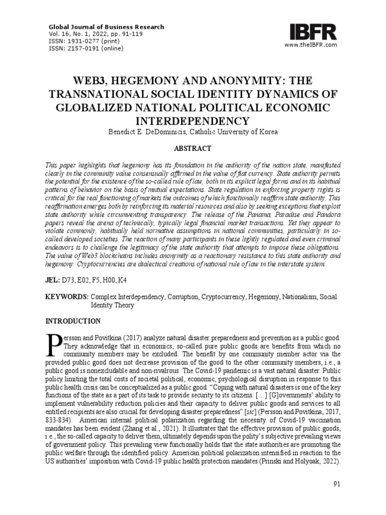 Web3, Hegemony and Anonymity: The Transnational Social Identity ...