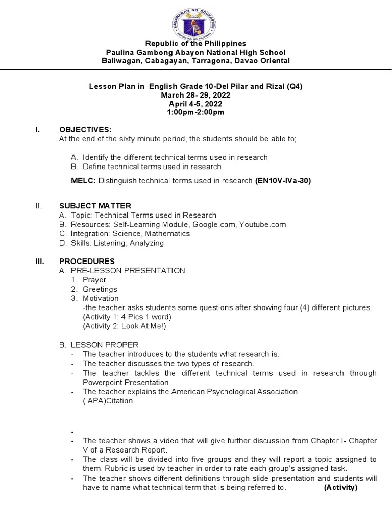 LP '21 | PDF | Teachers | Lesson Plan