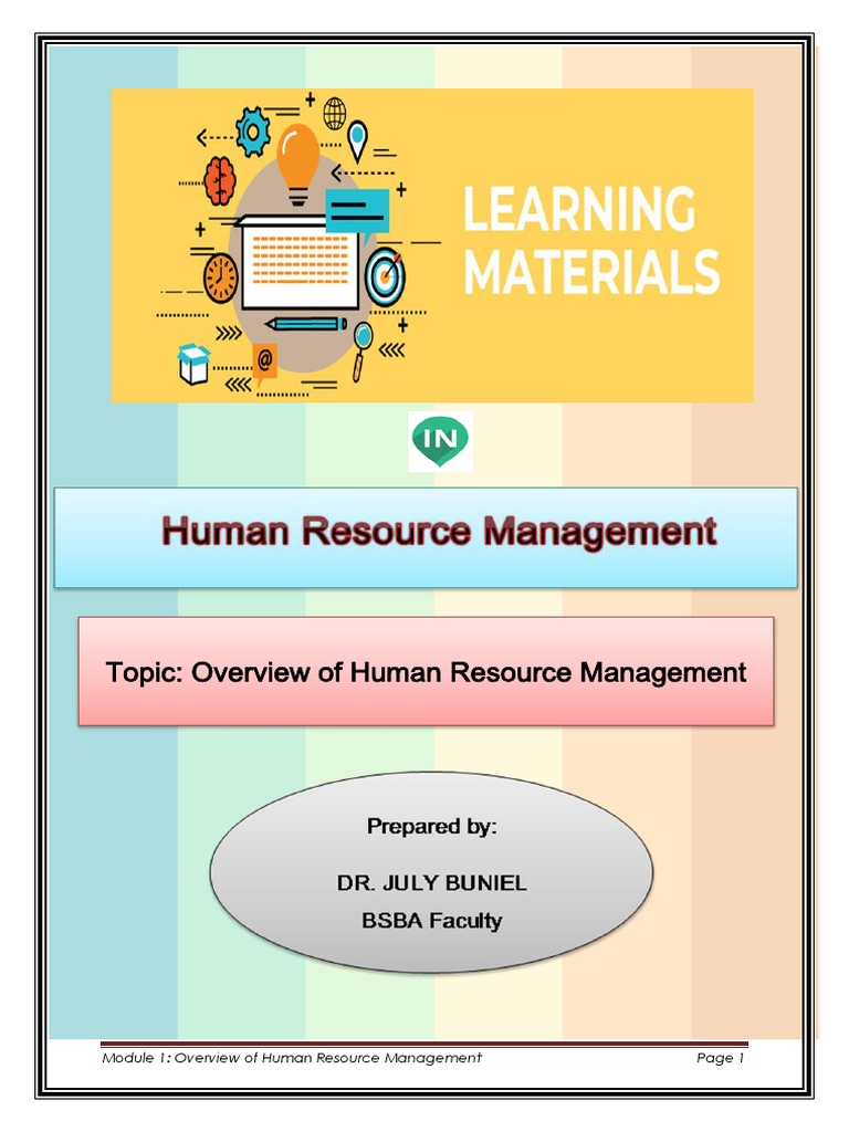 Overview of Human Resource Management | PDF | Human Resource Management ...