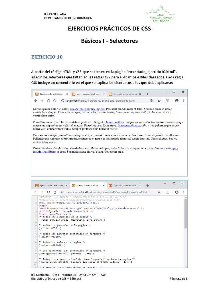Ejercicios Practicos CSS Basico I | PDF | Informática