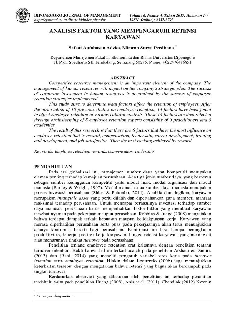 Faktor Dominan Retensi Karyawan | PDF