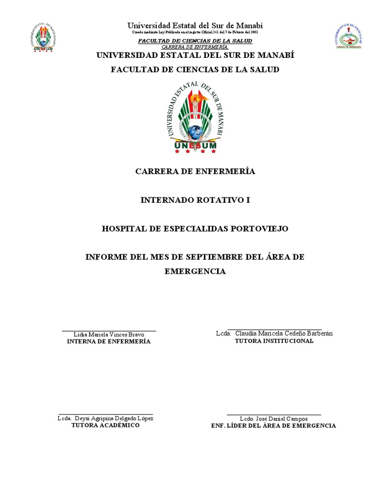 Estructura Del Informe Mensual | PDF | Enfermería | Hospital