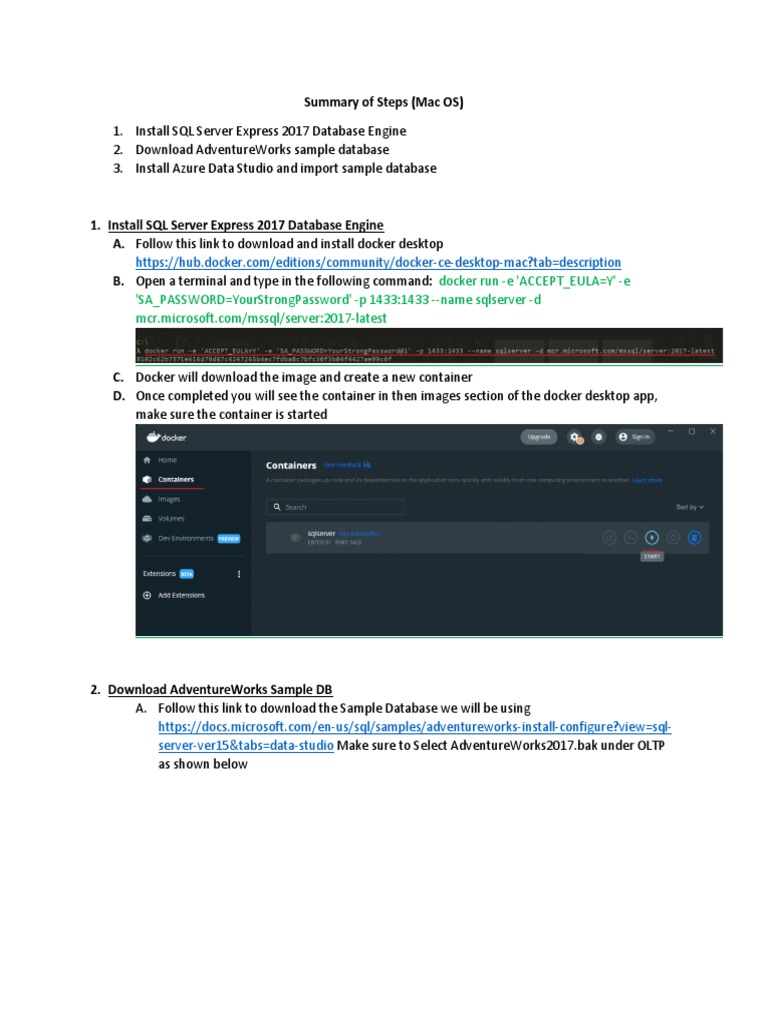 Summary of Steps To Setup SQL Server Lab Environment - Mac - v1 | PDF | Databases | Microsoft ...