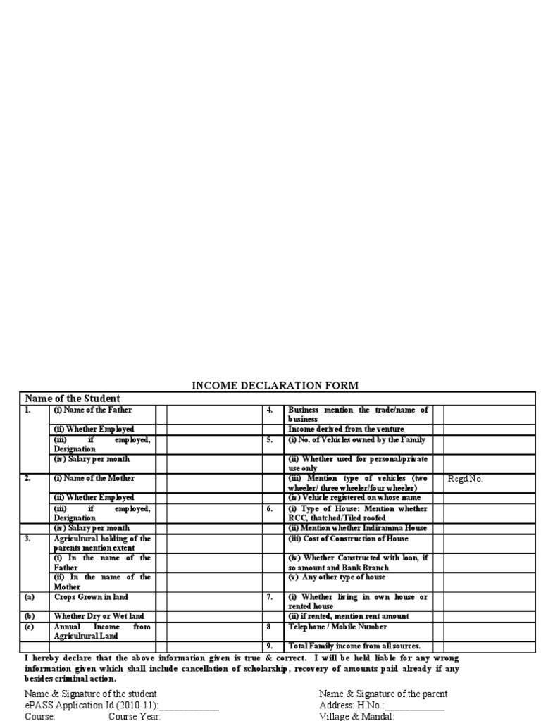 Income Declaration Form | PDF | Government | Economies