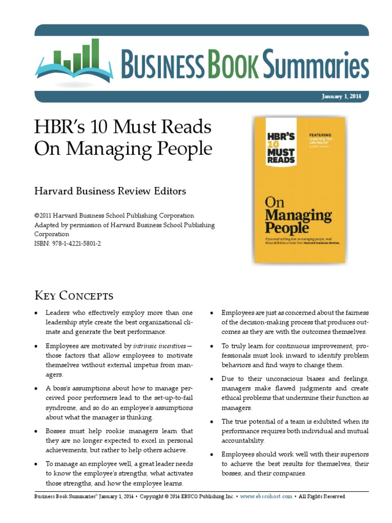 HBR's 10 Must Reads On Managing People | PDF | Incentive | Motivational