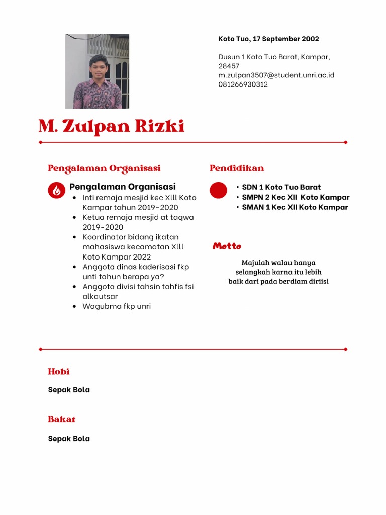 CV M. Zulpan Rizki 2 | PDF