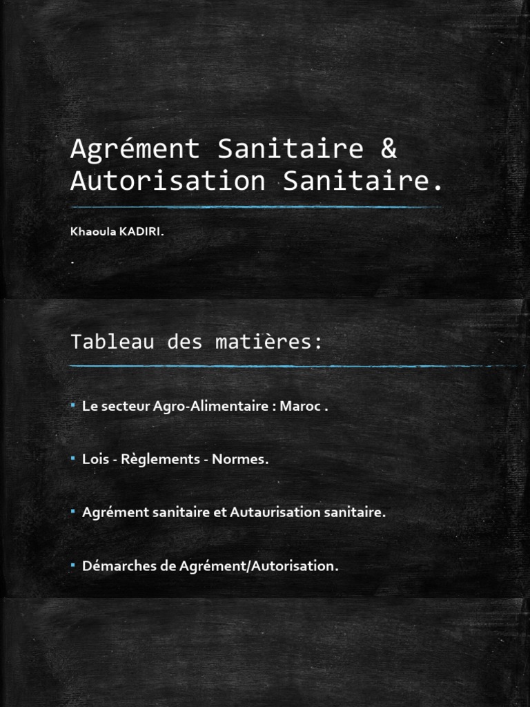 Agrément Sanitaire Et Autorisation Sanitaire | PDF | Analyse des ...