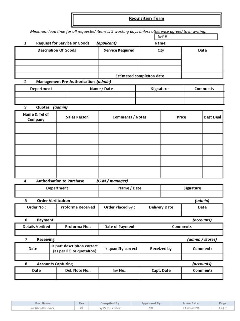 SD 65 - 02-Requisition Form | PDF