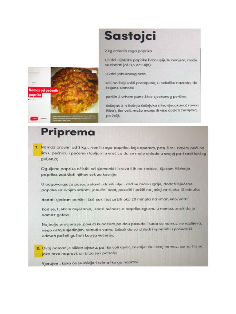 Namaz Od Peceni Piperki Slicno Na Ajvar | PDF