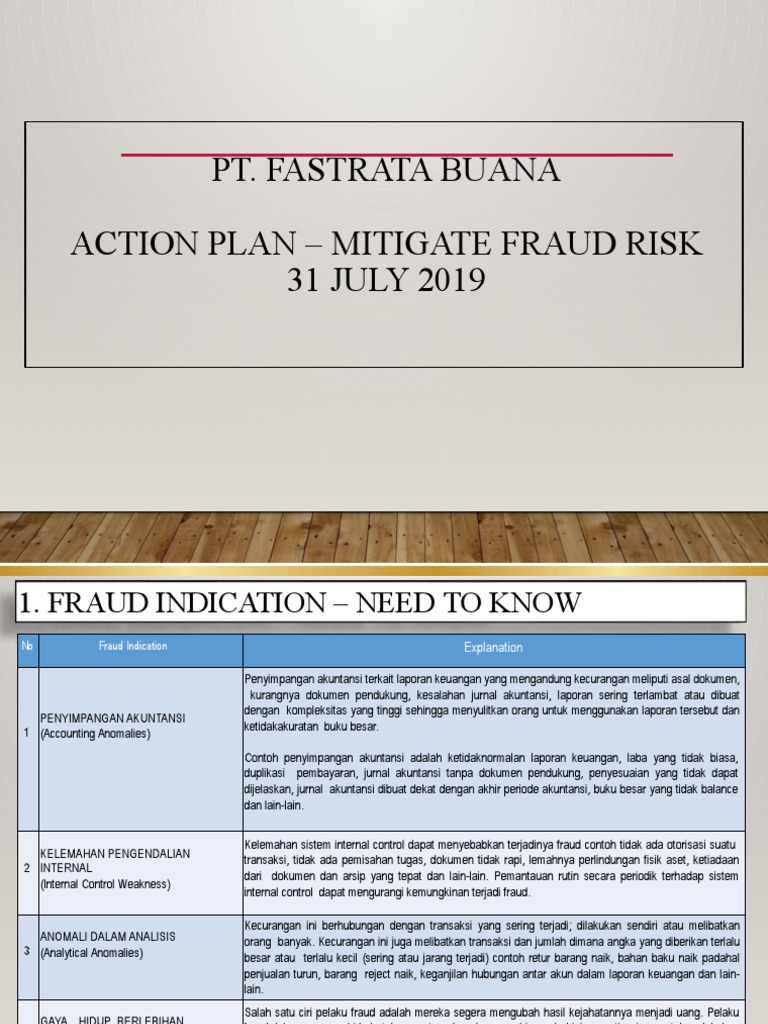 Action Plan For Mitigate Fraud Risk | PDF