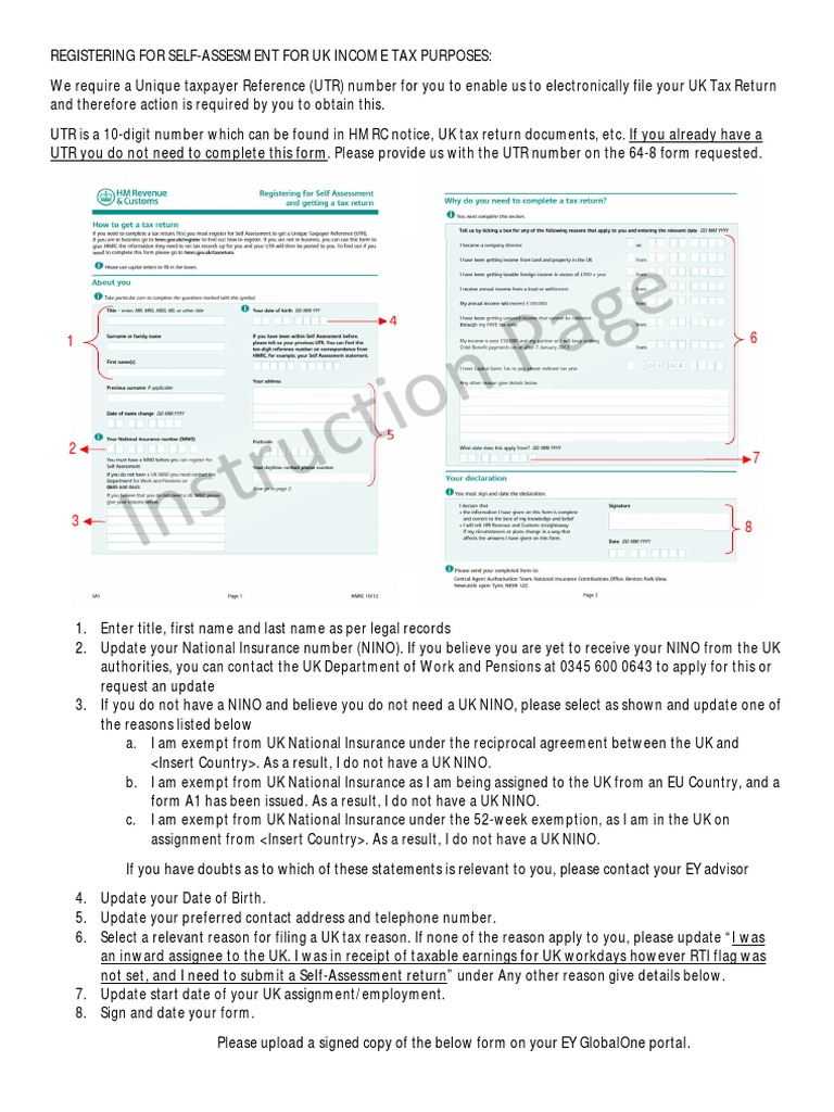 Inbound Paper SA1 Form With Instruction - Signed | PDF | Taxes | Government
