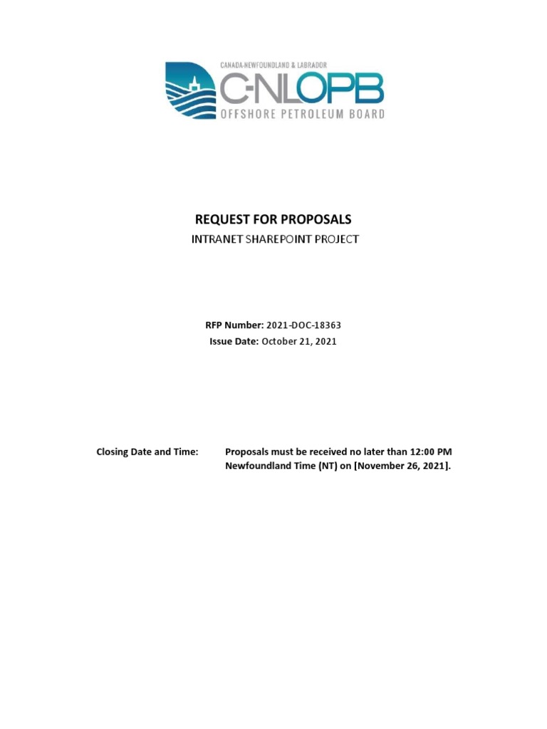 Request For Proposal Intranet SharePoint Project 1 | PDF | Information ...