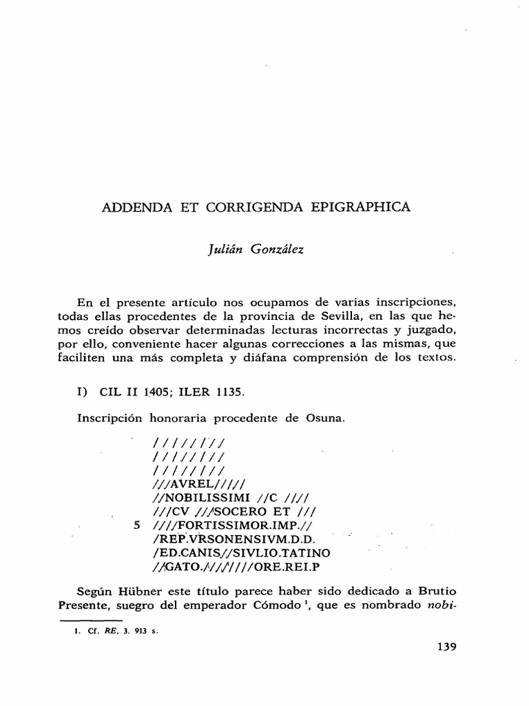 Addenda Et Corrigenda Epigraphica | PDF