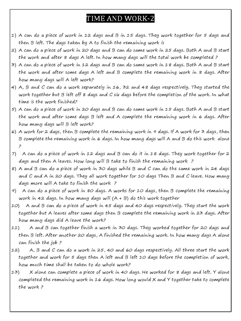 Time and Work-2 | PDF