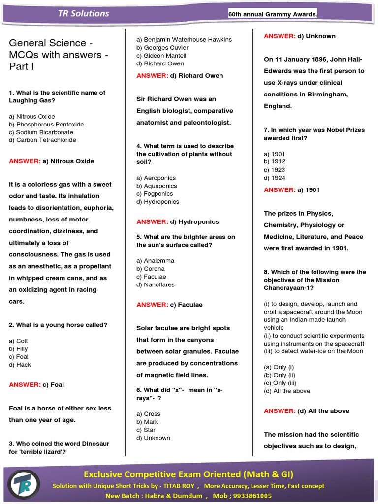 General Science - Mcqs With Answers - : Exclusive Competitive Exam Oriented (Math & Gi ...