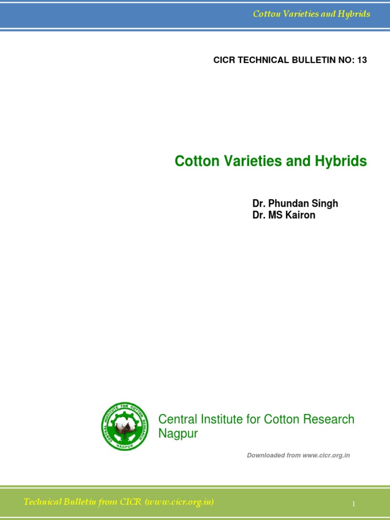 Cotton Varieties Hybrids | PDF | Cotton | Botany