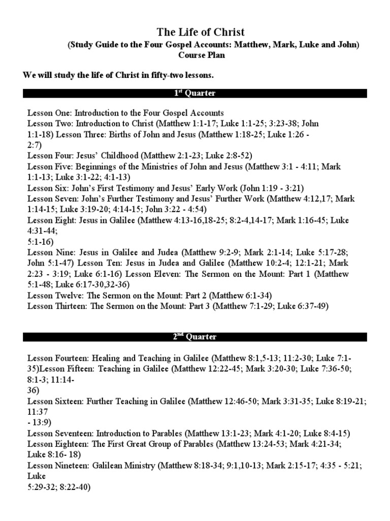 The Life of Christ | PDF | Gospel Of Matthew | Gospel Of Mark