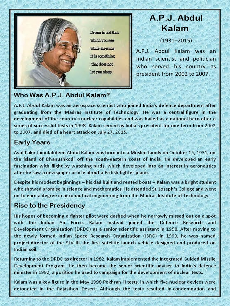 APJ ABDUL KALAM Extra | PDF