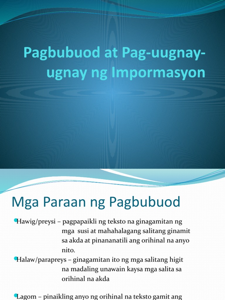 Pagbubuod at Pag-Uugnay-Ugnay | PDF