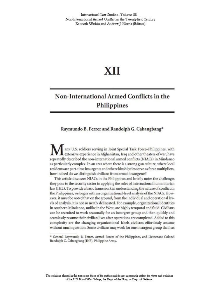 Non-International Armed Conflicts in The Phillippines | PDF | International Humanitarian Law