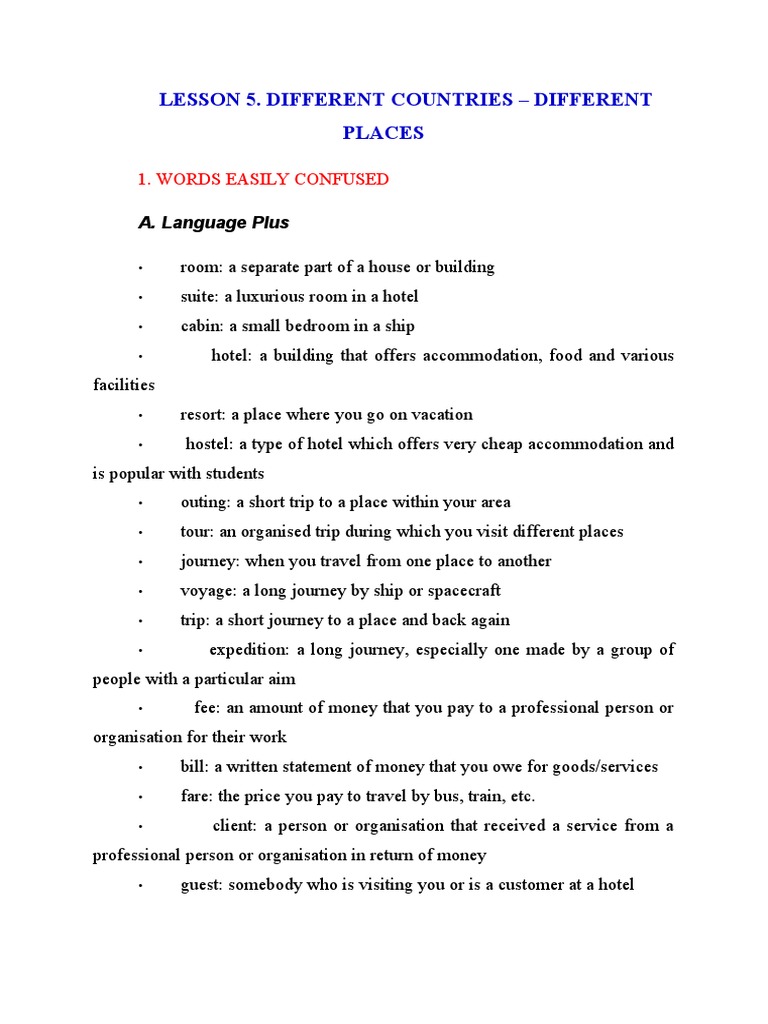 Lesson 5. Different Countries - Different Places | PDF