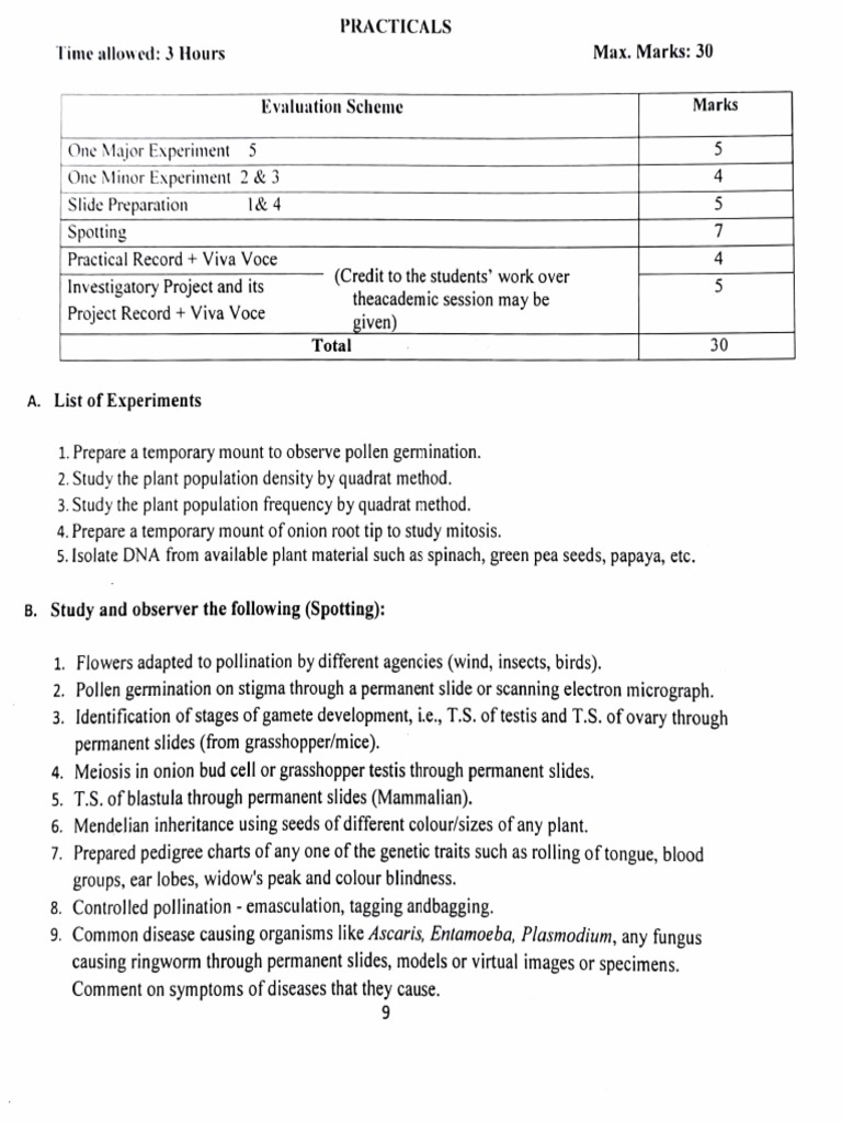 Class 12 Biology Practicals (2022 - 23) | PDF | Pollination | Flowers