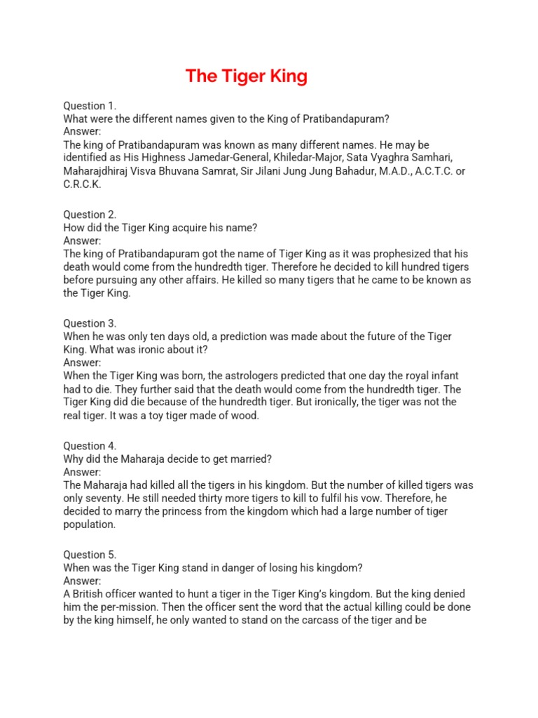 12th English - Tiger King | PDF