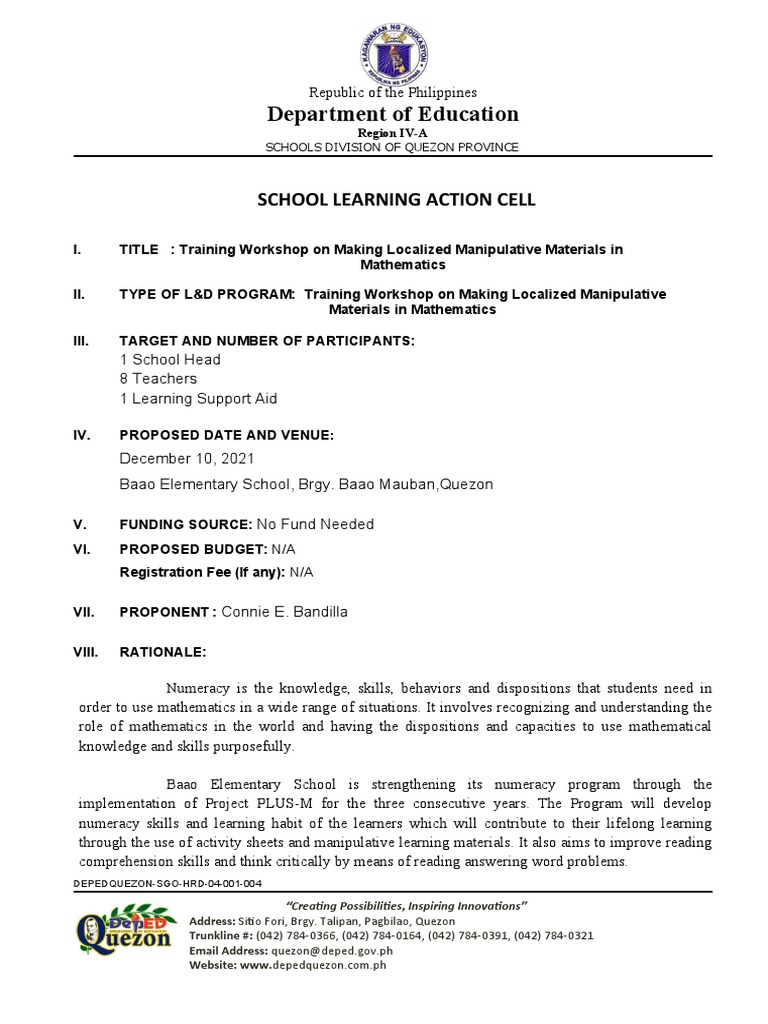 LOCALIZED MATERIALS-Proposal | PDF | Learning | Behavior Modification