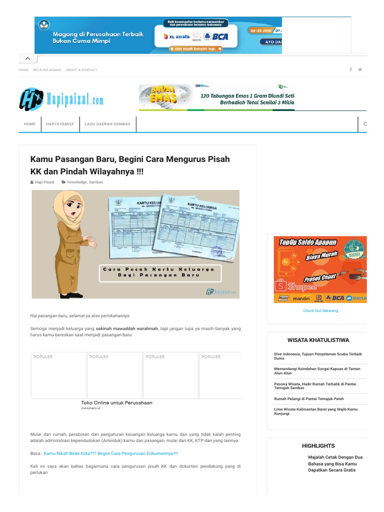 Kamu Pasangan Baru, Begini Cara Mengurus Pisah KK Dan Pindah Wilayahnya !!! - Hapi Piazal - Blog ...