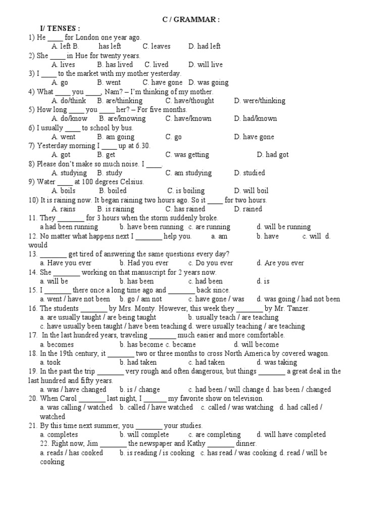 Anh Tenses | PDF | Language Arts & Discipline | Foreign Language Studies