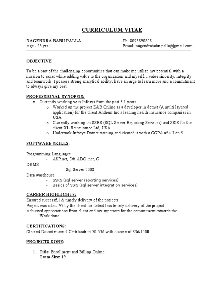 Nagendra Resume | Download Free PDF | Microsoft Sql Server | Computing