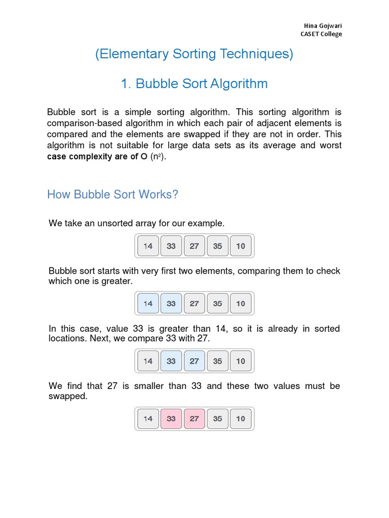 Elementary Sorting Techniques | Download Free PDF | Time Complexity ... Elementary Sorting Techniques | Download Free PDF | Time Complexity ...